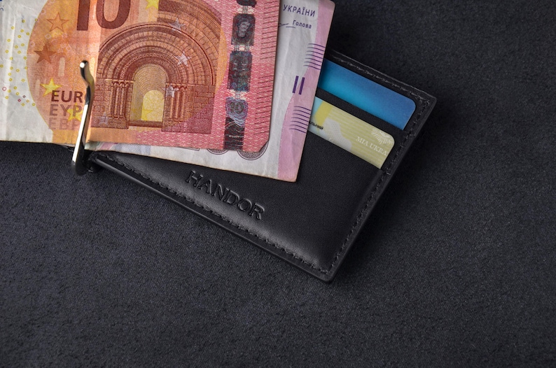 Black Slim Money Clip Wallet for Men - Billfold Wallet With Money Clip ...