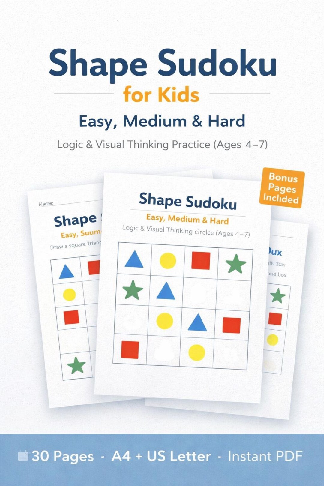 Shape Sudoku for Kids - Printable Logic Game (A4/US Letter PDF) - Etsy