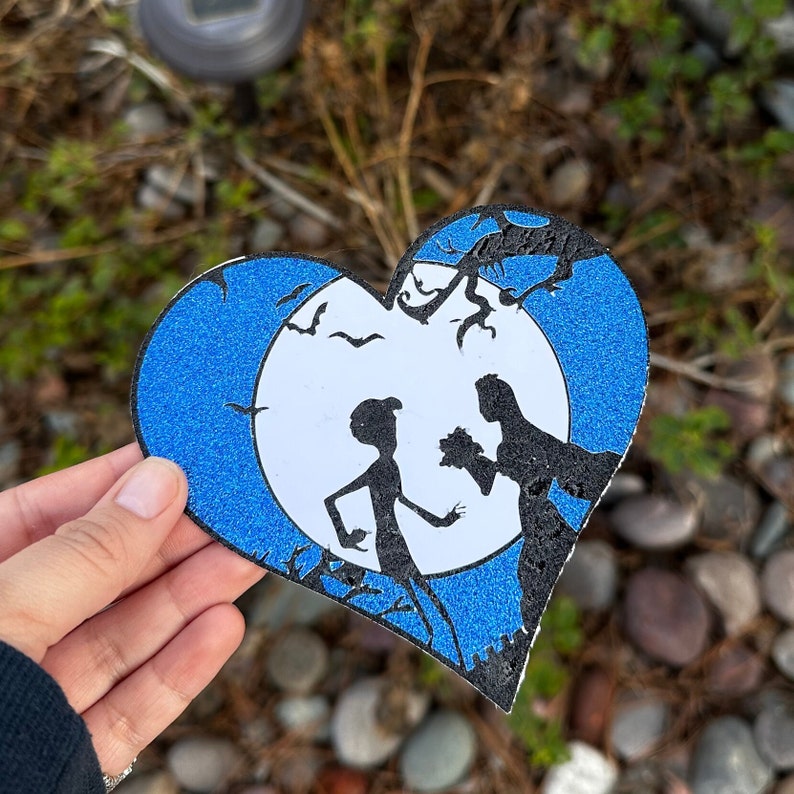 Victor and Emily Corpse Bride Silhouette Heart Topper - Etsy UK