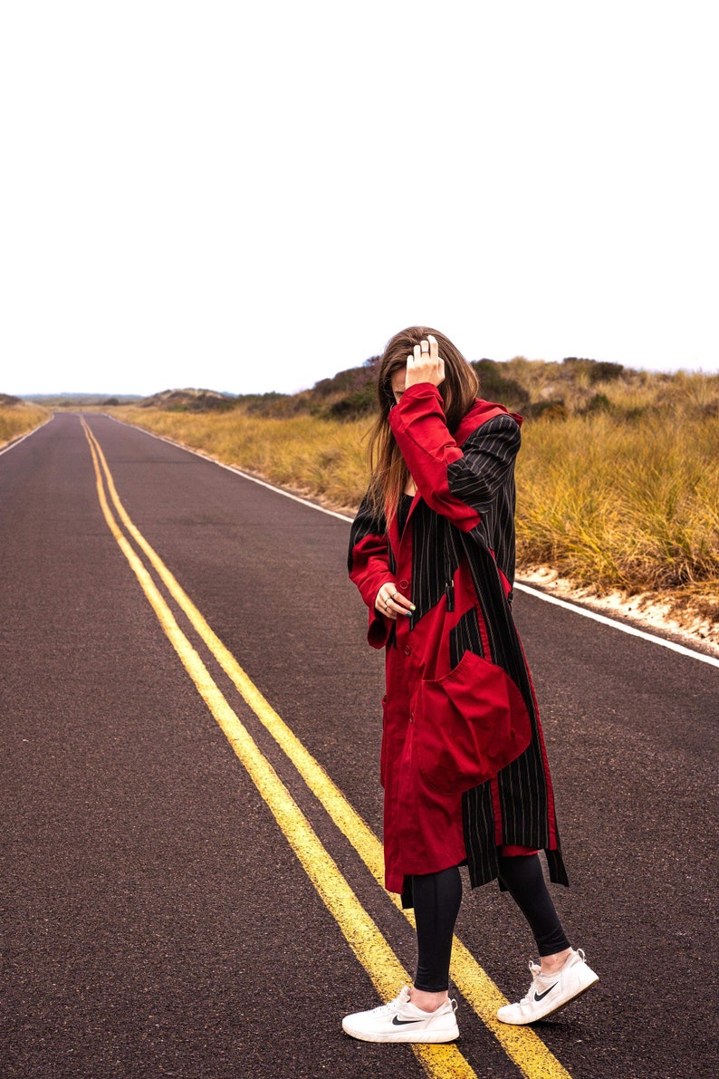 Red TRENCH + Blazer Upcycle One of a Kind!! - Etsy