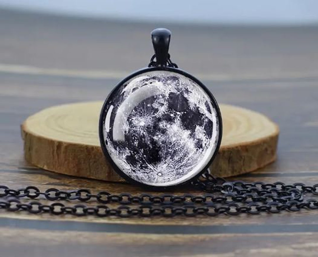 1pc Full Moon Glass Dome Pendant Necklace Astronomy Jewelry Gift 20-22 ...