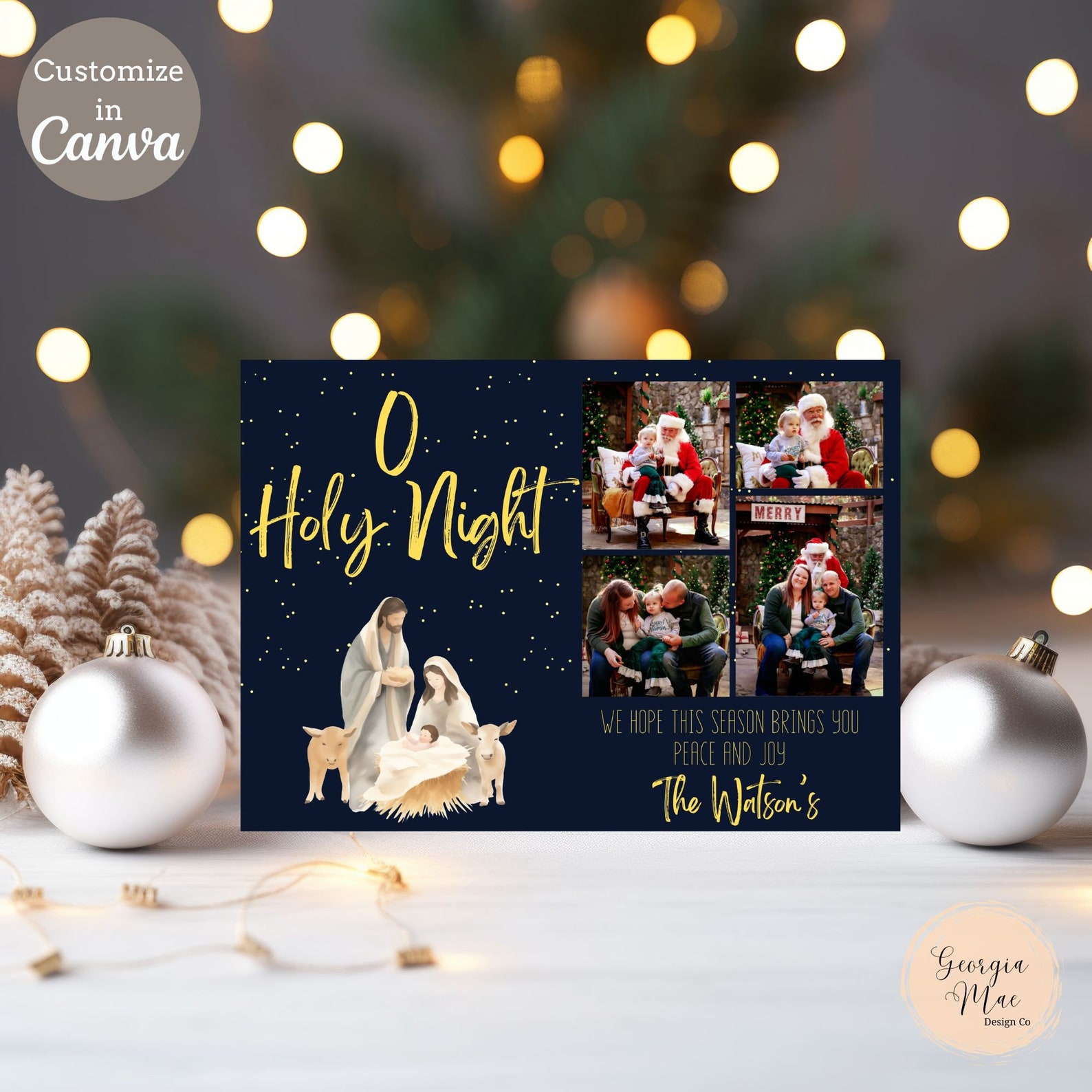 Nativity Christmas Card Template, Photo Christmas Card Template ...