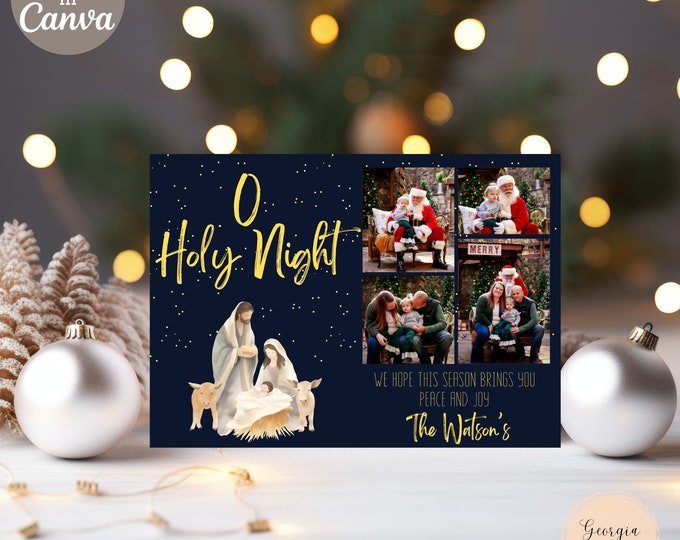 Nativity Christmas Card Template, Photo Christmas Card Template ...