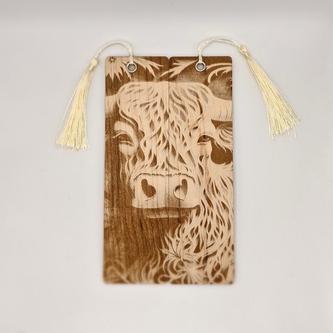 Highland Bull Bookmarks Pair - Custom, Wooden, Book Lovers, Animal ...