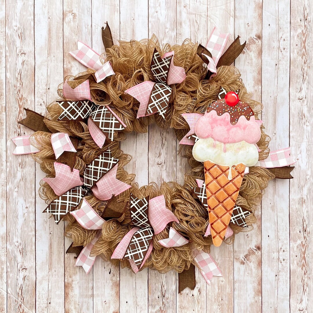 Ice Cream Door Wreath, Summer Front Door Wreath, Door Wreath, Everyday ...