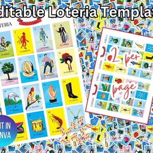 Editable Printable Mexican Loteria Game Template Download 2 Cards per ...