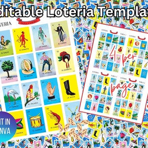 Editable Printable Mexican Loteria Game Template Download 4 Cards per ...