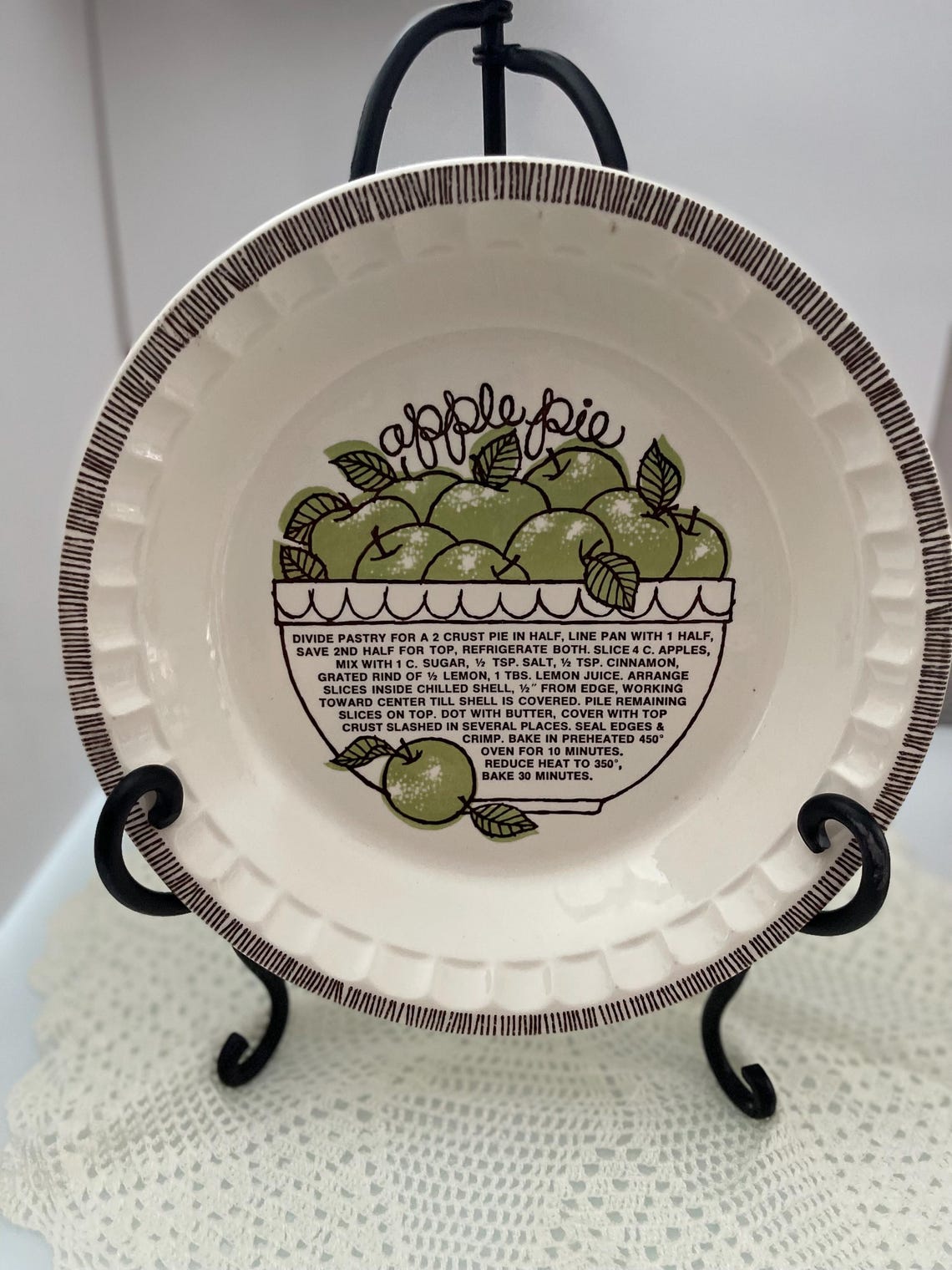 Vintage Apple Pie Recipe Pie Plate-jeanette China 1980's - Etsy