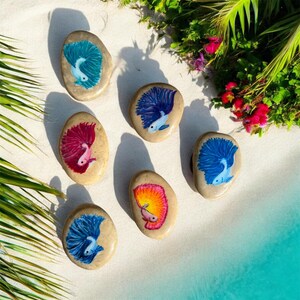 Hand-painted Betta Fish Stones: A Splash of Blue and Red for Aquatic ...