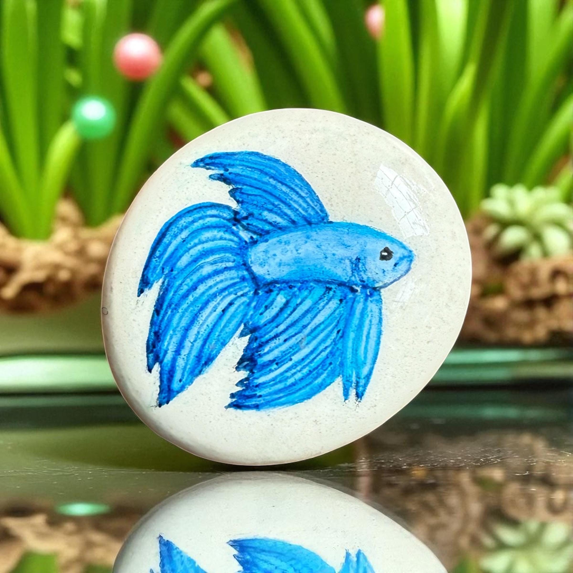 Betta Fish Painted Rocks, Small Aquatic Home Decor - Etsy