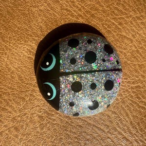 Glitter Ladybugs, Set of 6 Hand Painted Flat Marble Rocks - Etsy