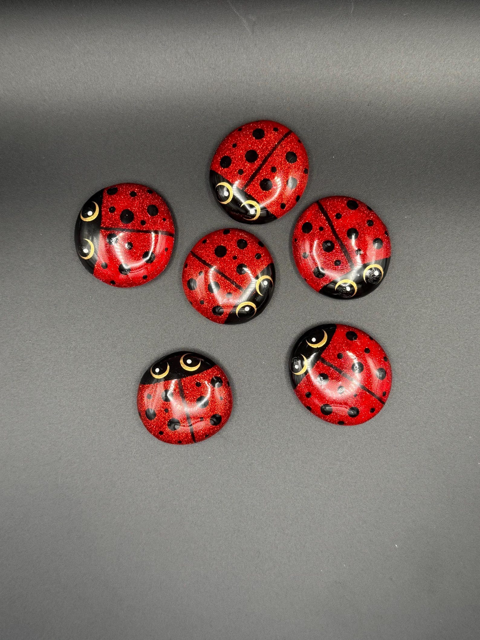Glitter Ladybugs, Set of 6 Hand Painted Flat Marble Rocks - Etsy