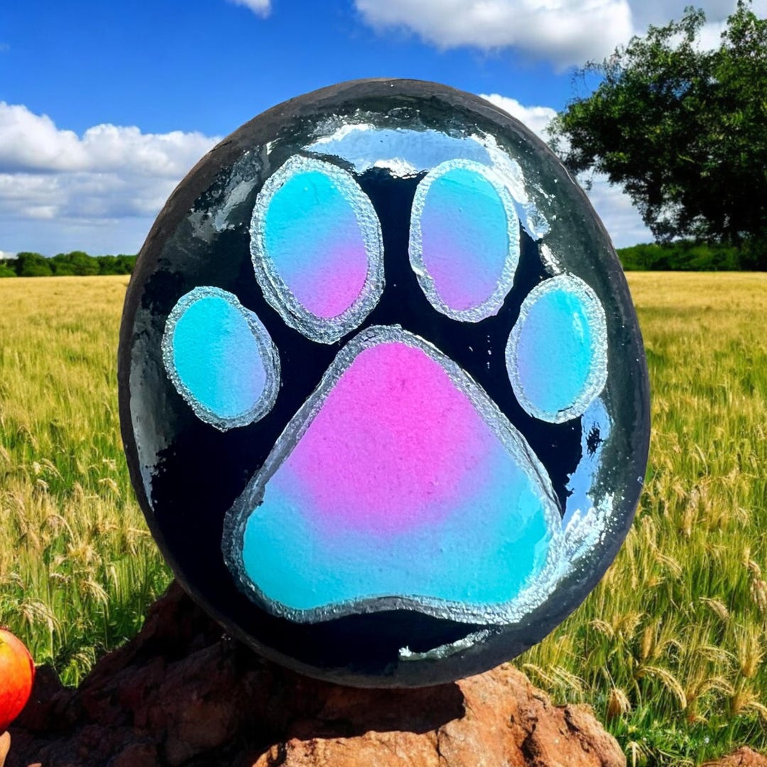 Paw Print Painted Rock Adorable Hand Painted Cat or Dog Art Stone ...