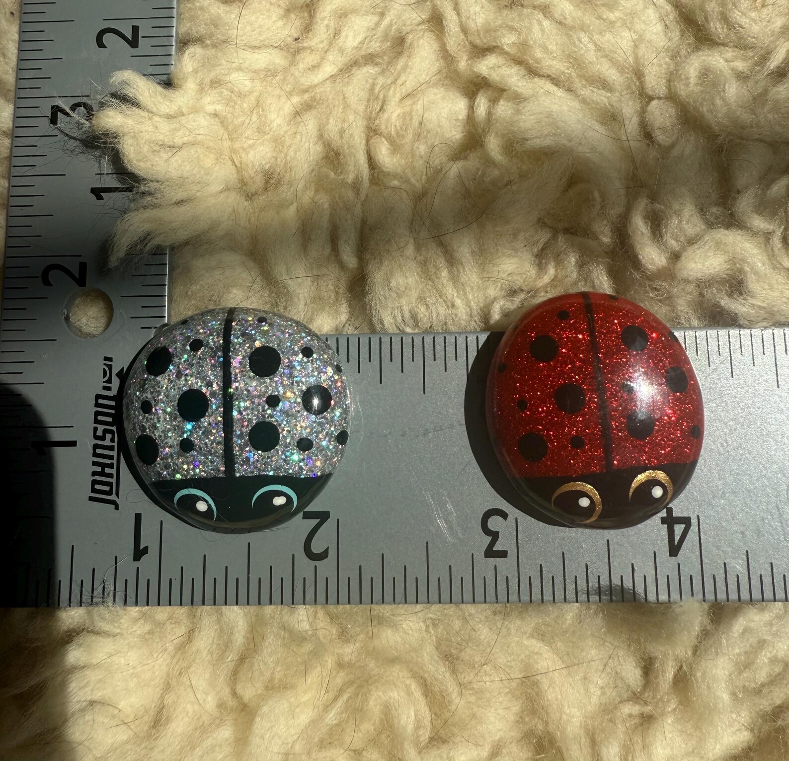 Glitter Ladybugs, Set of 6 Hand Painted Flat Marble Rocks - Etsy