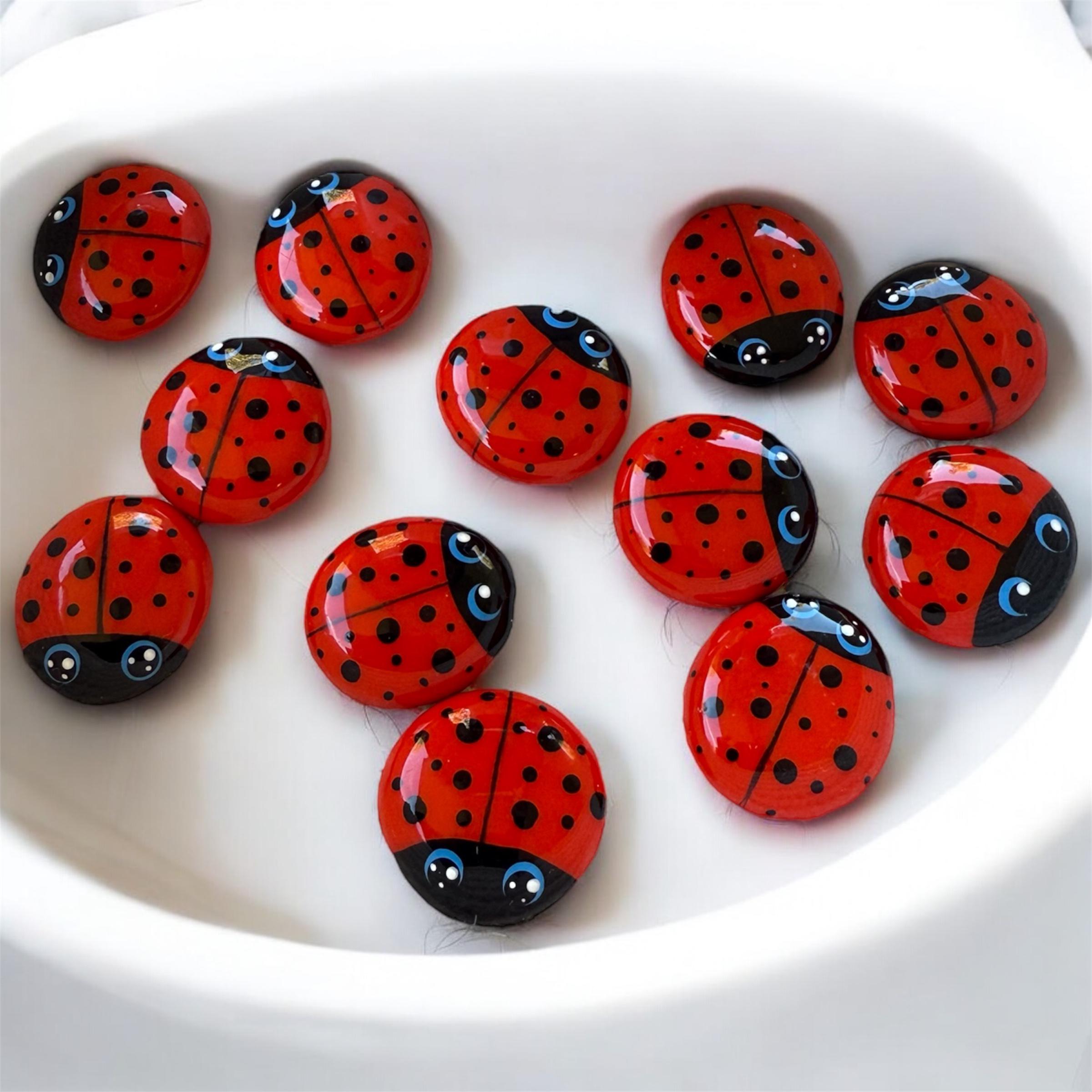 Lucky Ladybugs, Set of 4 Hand Painted Marble Rocks. - Etsy
