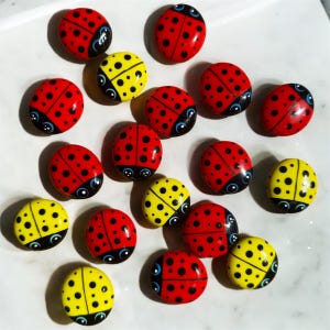 Lucky Ladybugs, Set of 4 Hand Painted Marble Rocks. - Etsy