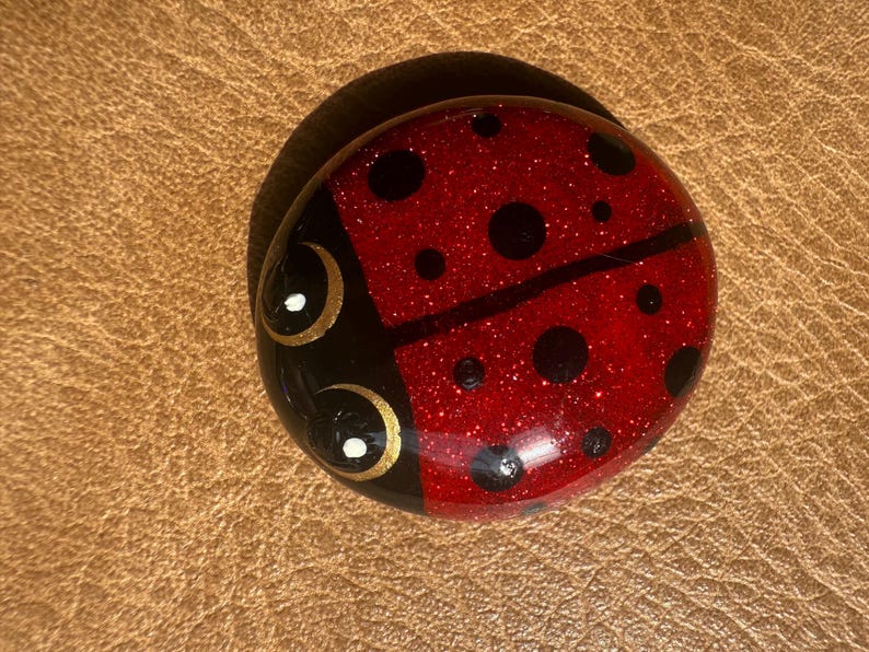 Glitter Ladybugs, Set of 6 Hand Painted Flat Marble Rocks - Etsy
