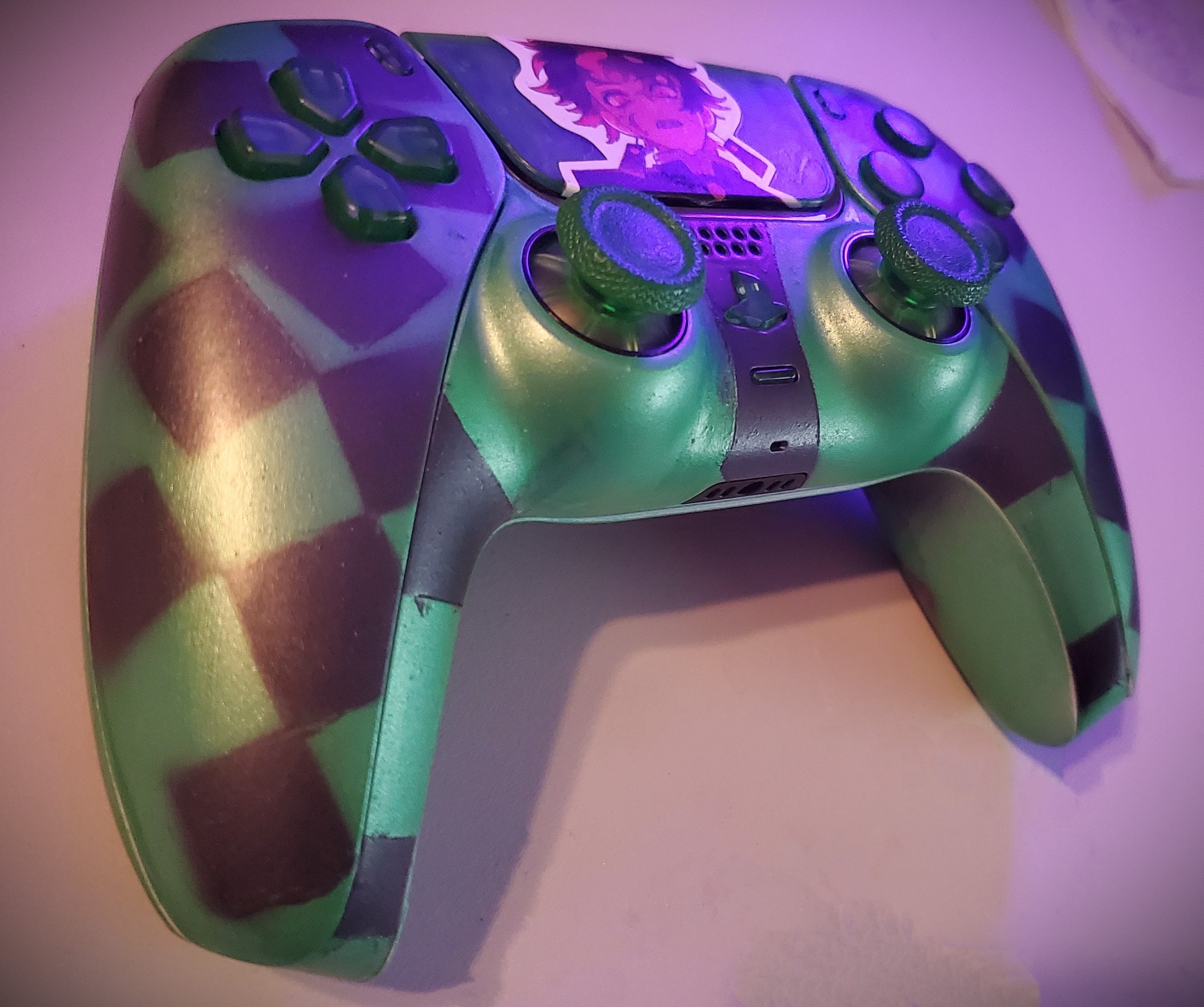 Tanjiro Demon Slayer Anime Custom Dualsense PS5 Controller Black and ...