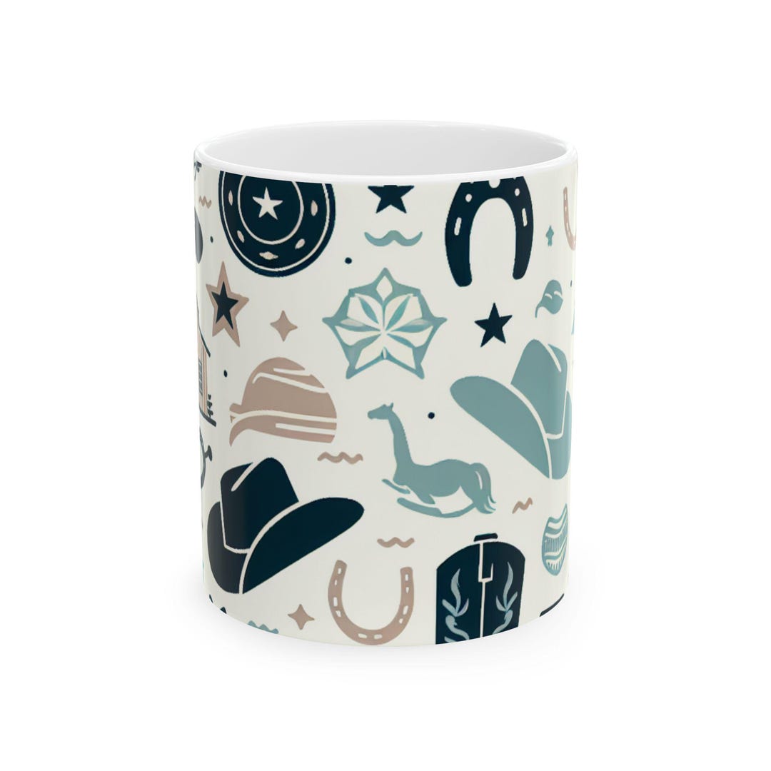 Western Cowboy Mug With Boots Horseshoes Barn Design Rustic Farmhouse ...