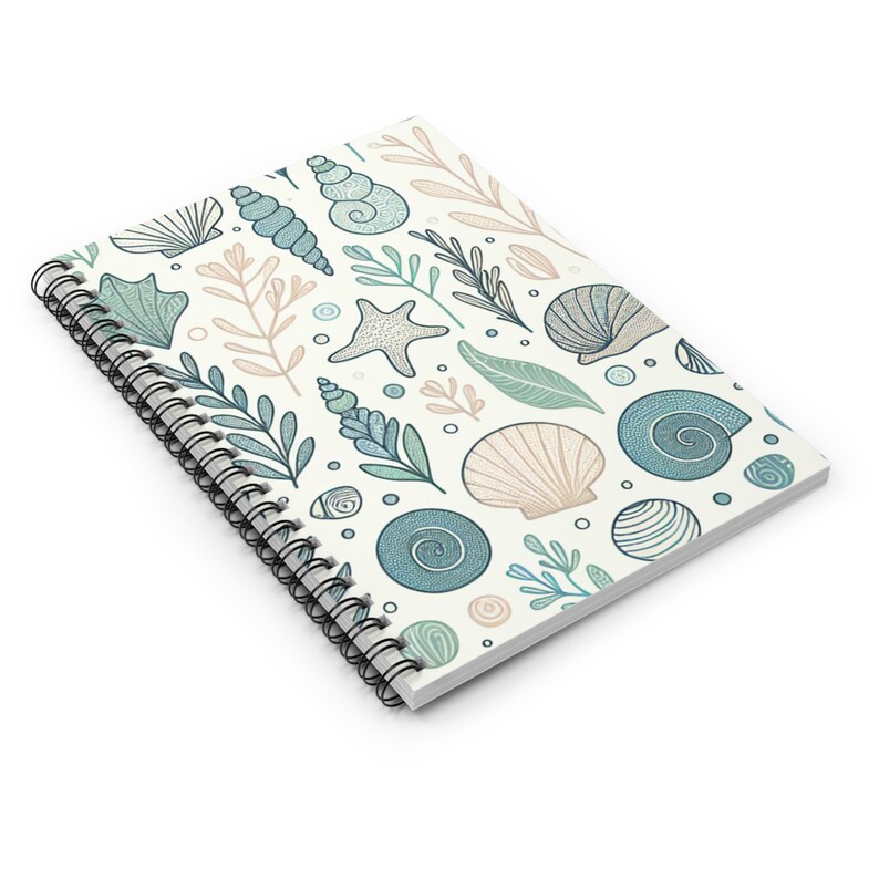 Ocean-themed Spiral Notebook With Sea Shells & Starfish Design, Beach ...