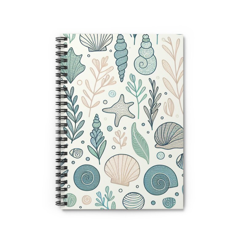 Ocean-themed Spiral Notebook With Sea Shells & Starfish Design, Beach ...
