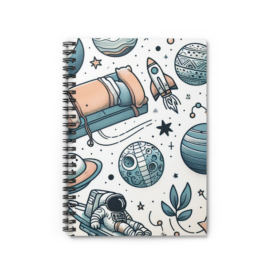 Space Themed Spiral Notebook Astronaut and Planets Design Journal for ...