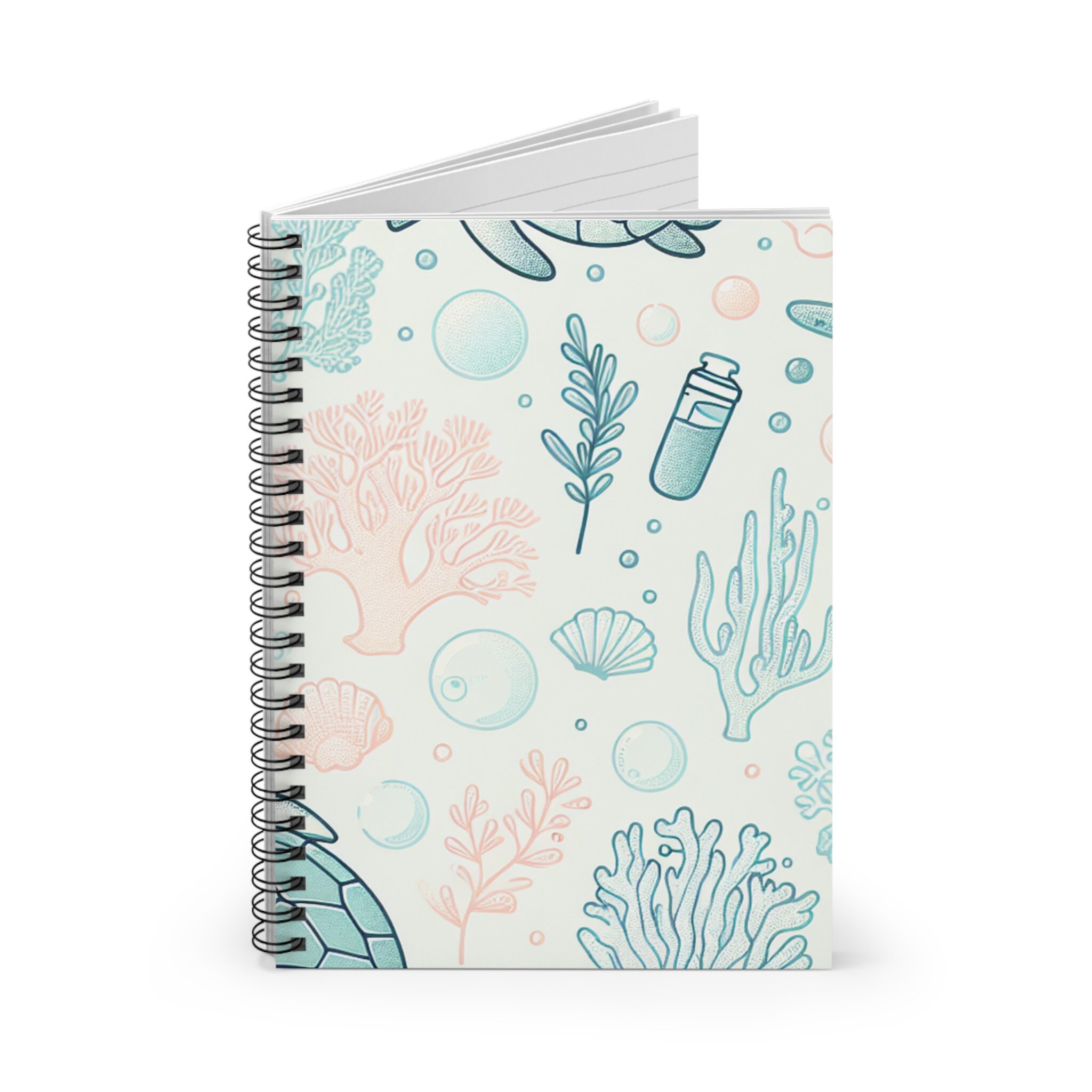 Sea Turtle Spiral Notebook Ocean Themed Stationery, Coral Reef & Marine ...