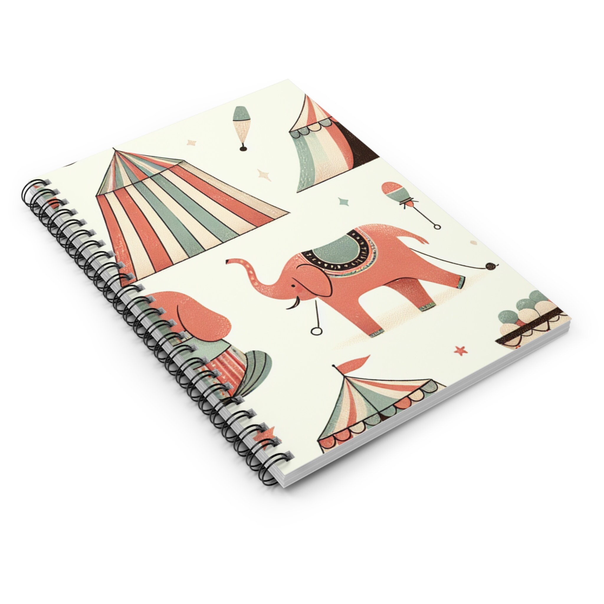 Circus Themed Spiral Notebook Cute Elephant & Tent Design A5 Lined ...