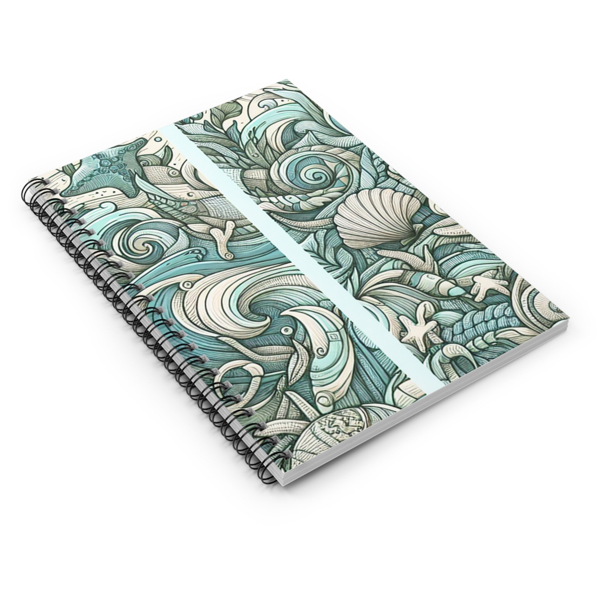 Ocean Life Spiral Notebook Nautical Sketch Journal, Sea Creature ...