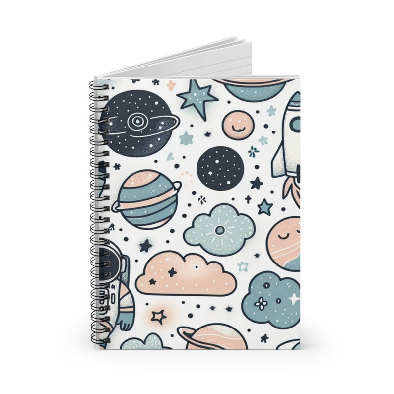 Space-themed Spiral Notebook Astronaut & Planets Design Kids Journal ...