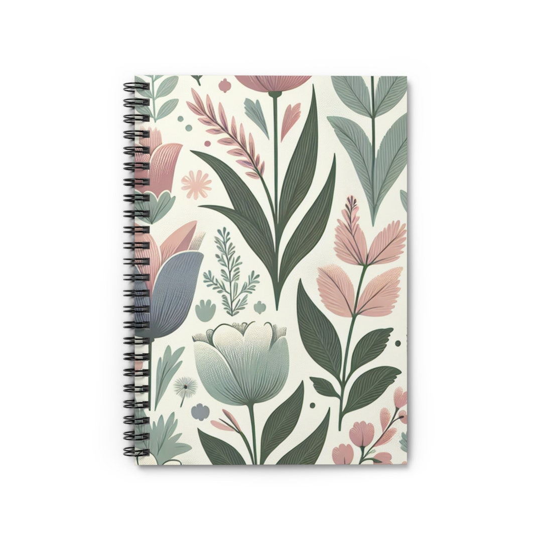 Floral Spiral Notebook - Lined Journal With Botanical Print for Writing ...