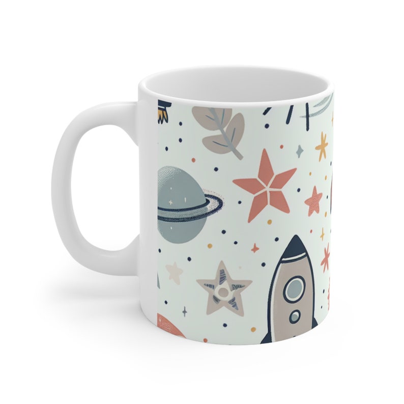 Space-themed Coffee Mug Rocket and Planets Design Ceramic Cup for ...