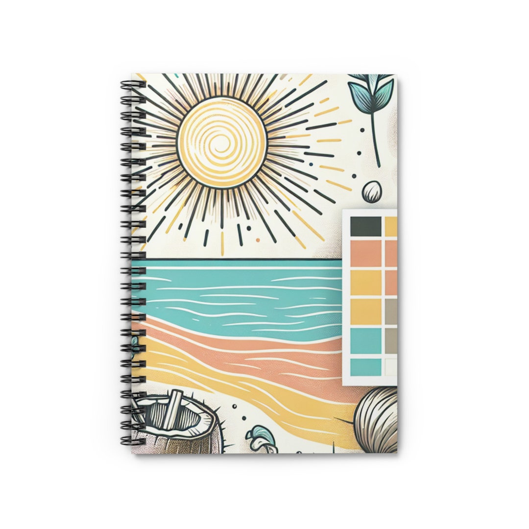 Tropical Beach Themed Spiral Notebook Lined Journal for Writing ...