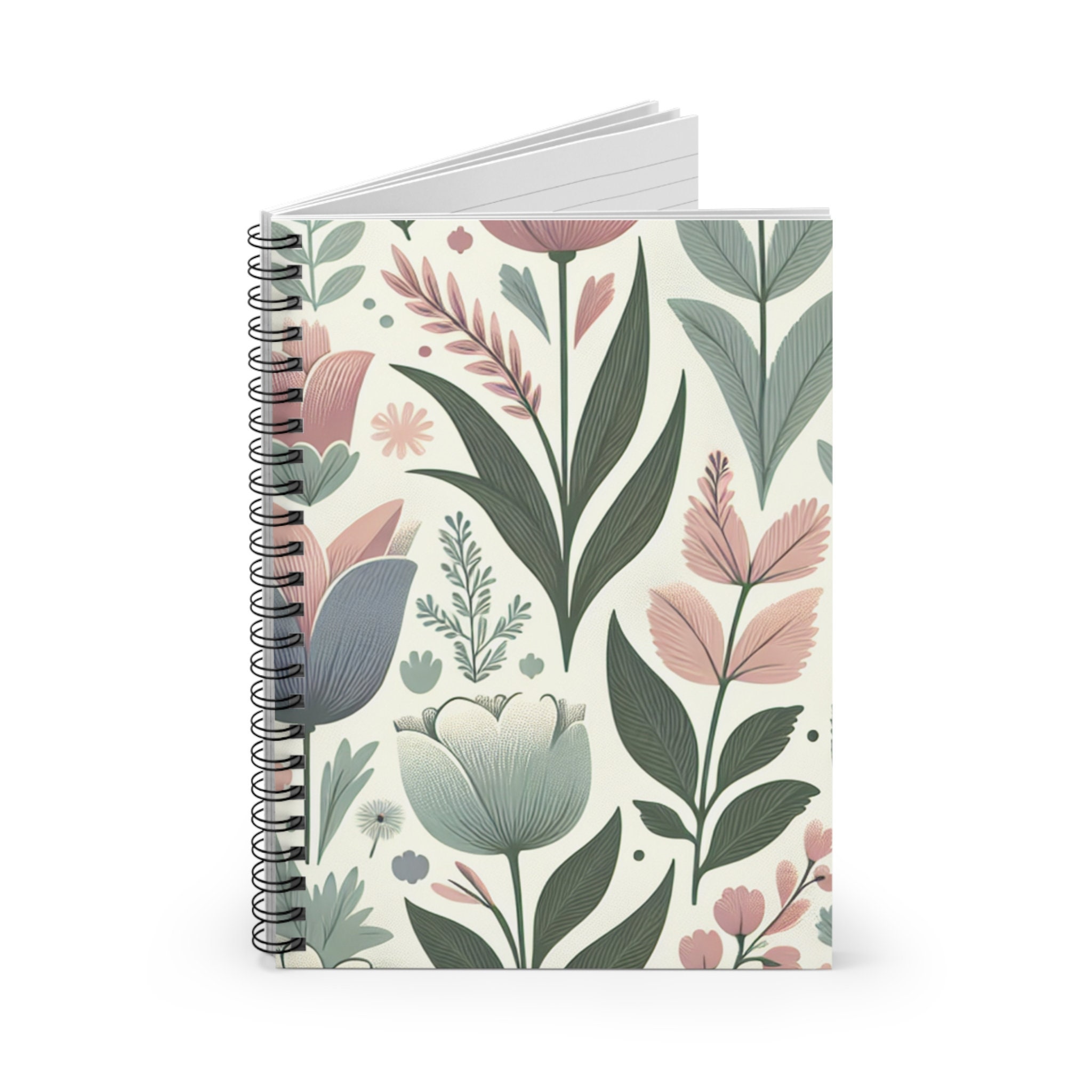 Floral Spiral Notebook Botanical Garden Design, Lined Journal, Eco ...