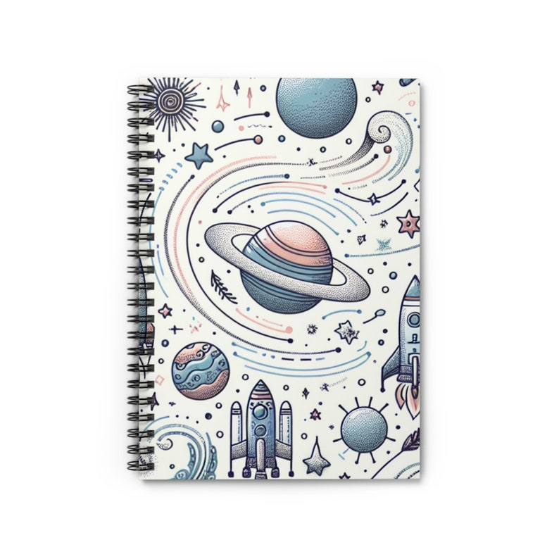 Space-themed Spiral Notebook | Astronaut & Planets Journal for Students ...