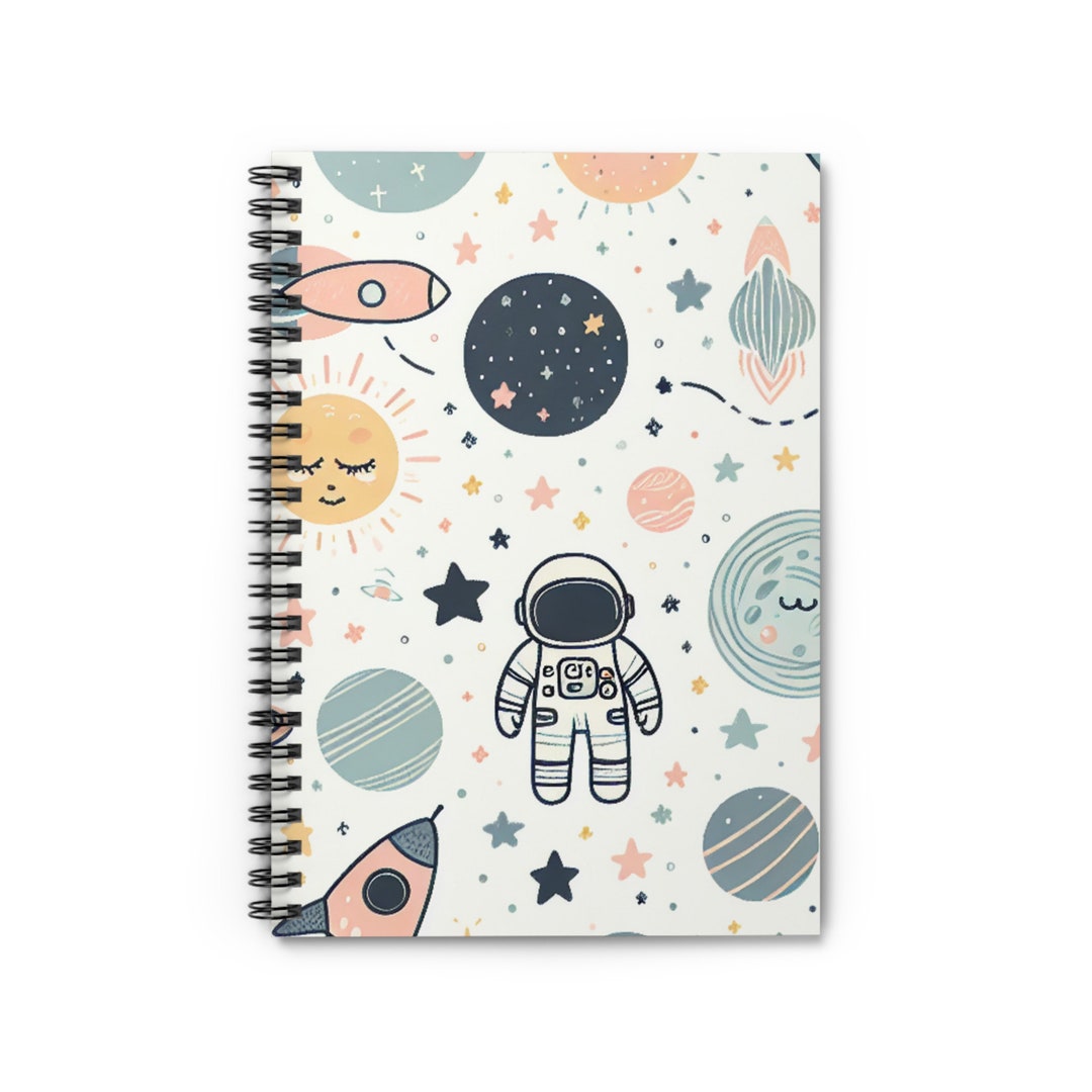 Space-themed Spiral Notebook Astronaut & Planets Design Kids School ...