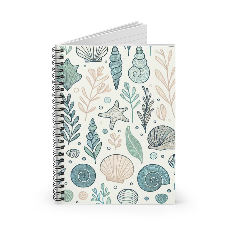 Ocean-themed Spiral Notebook With Sea Shells & Starfish Design, Beach ...