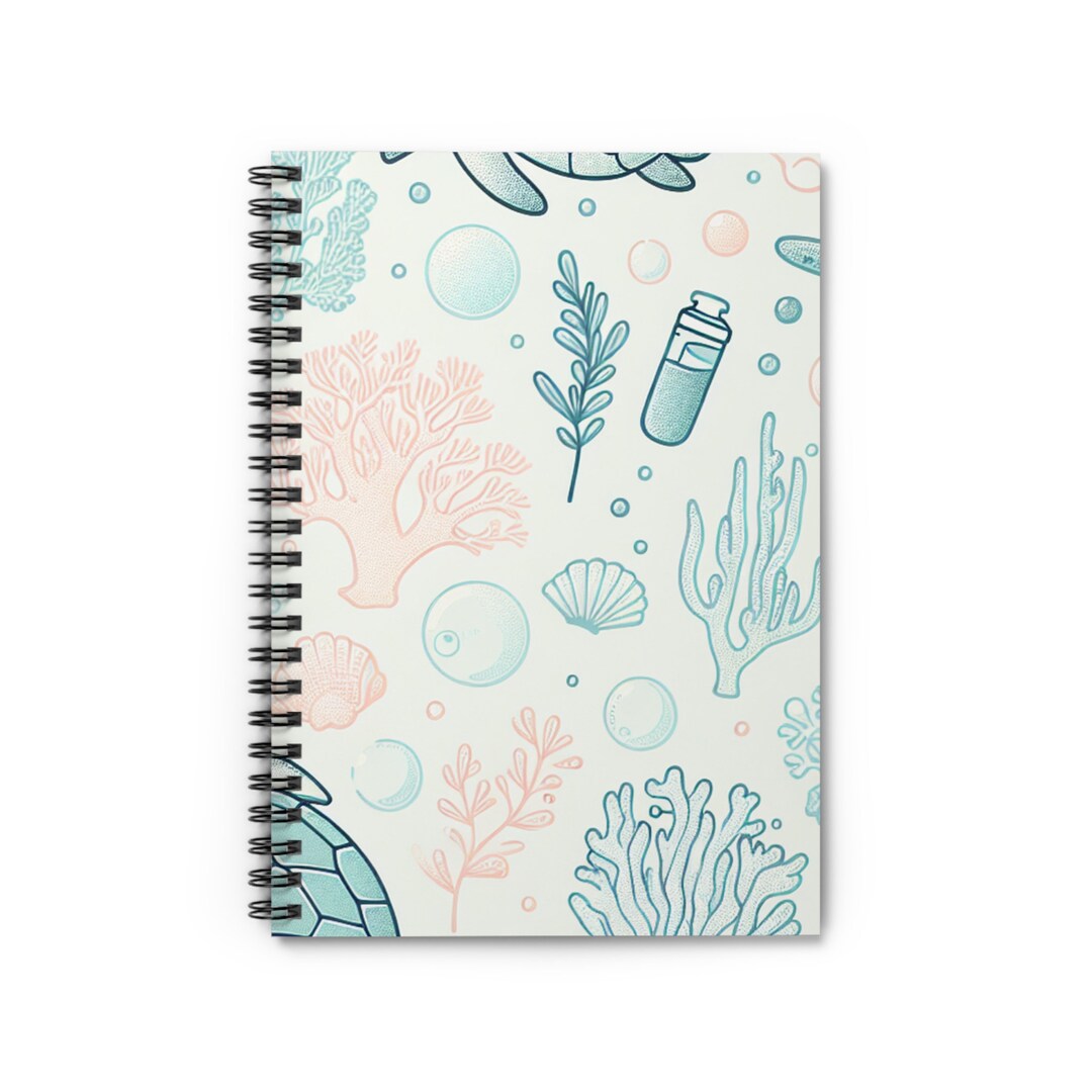 Sea Turtle Spiral Notebook Ocean Themed Stationery, Coral Reef & Marine ...