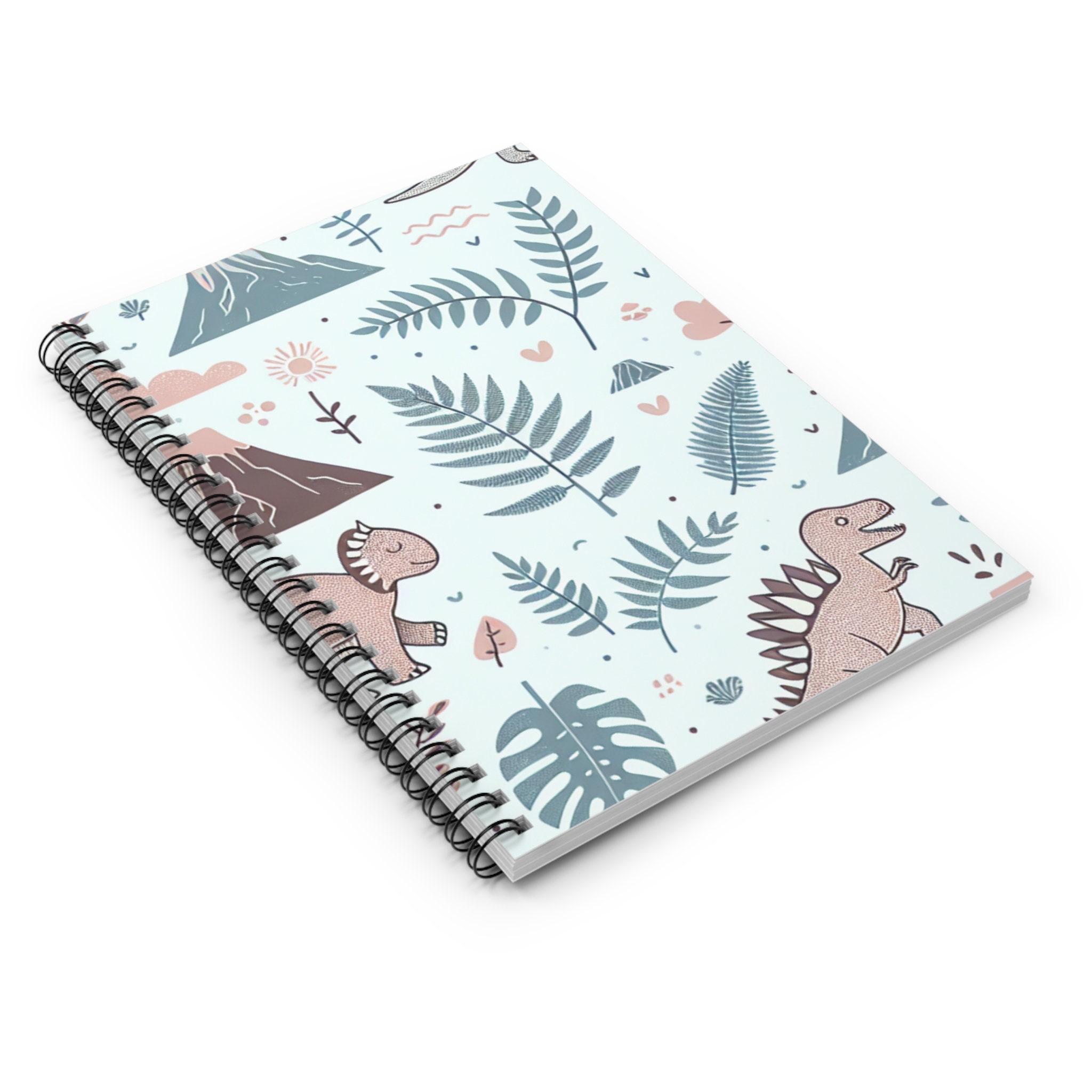 Dinosaur Pattern Spiral Notebook - Cute Jurassic Themed Stationery for ...