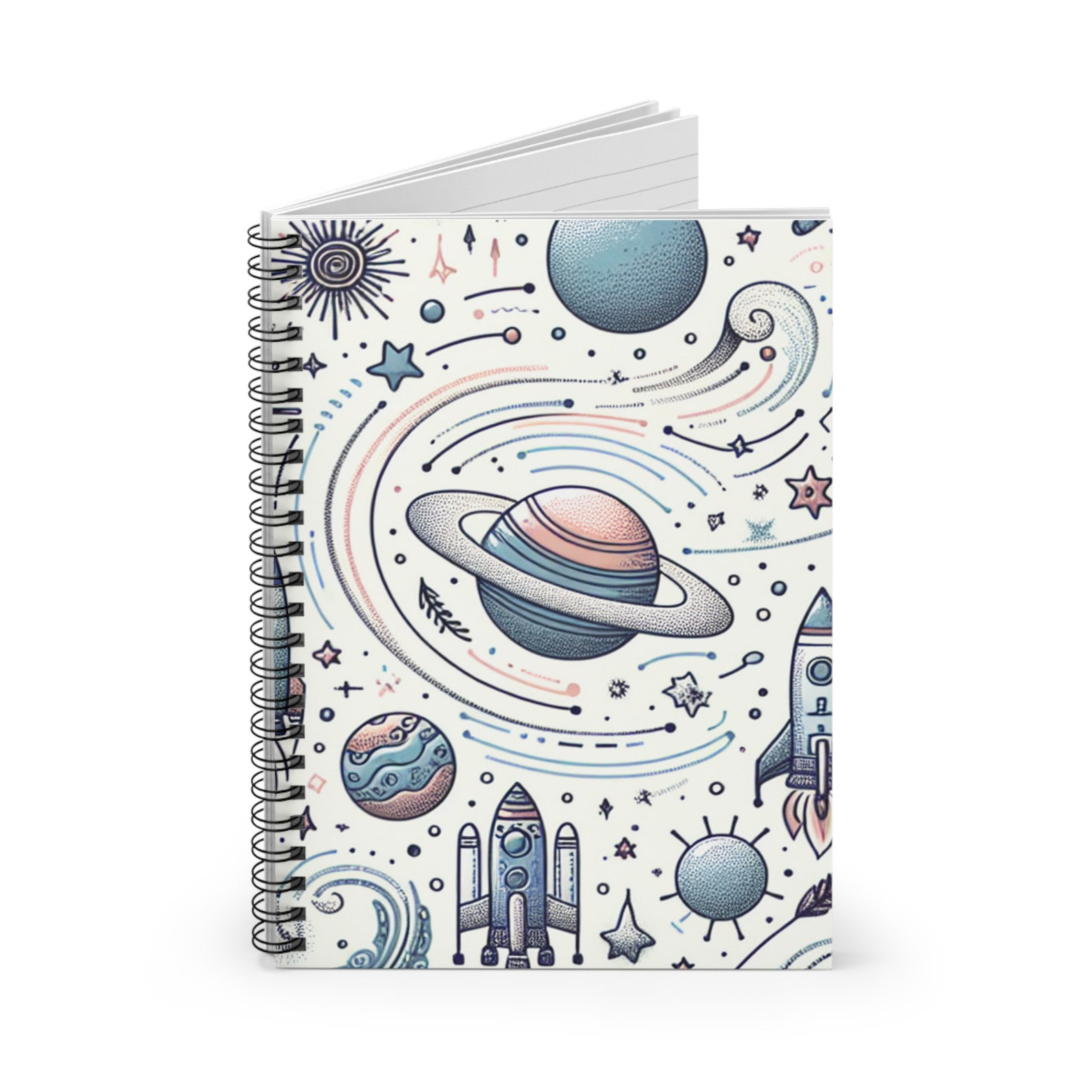 Space-themed Spiral Notebook | Astronaut & Planets Journal for Students ...