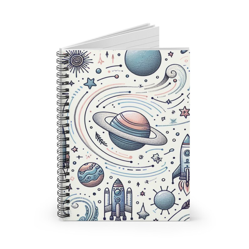 Space-themed Spiral Notebook | Astronaut & Planets Journal for Students ...