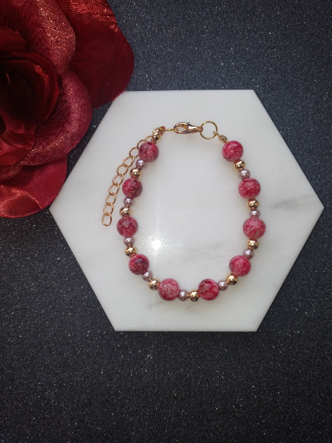 Raspberry Elegance Bracelet - Etsy