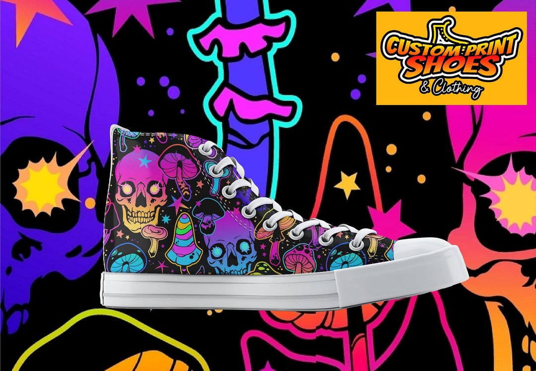 Custom Printed Converse Style Canvas High Top Trainers Shoes - Etsy