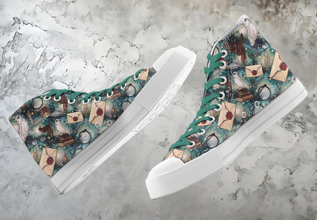 Custom Printed Converse Style Canvas Medium/high Top Trainer Shoes ...