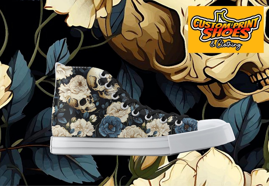 Custom Printed Converse Style Canvas Medium/high Top Trainers Shoes ...