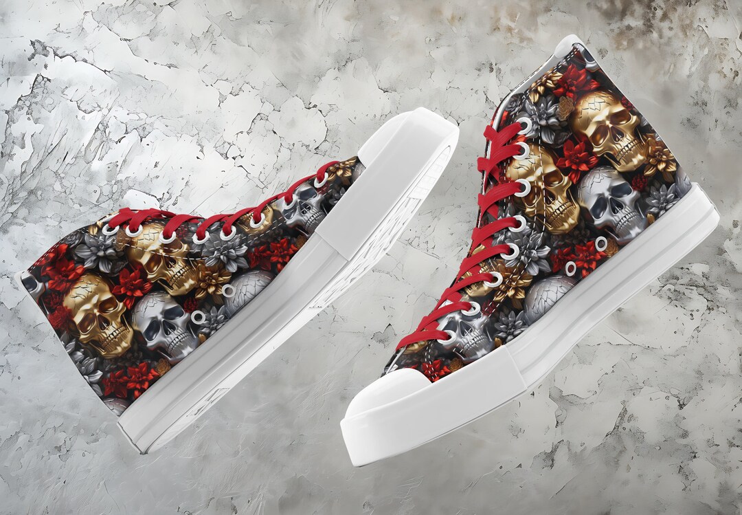 Custom Printed Converse Style Canvas Medium/high Top Trainers Shoes ...
