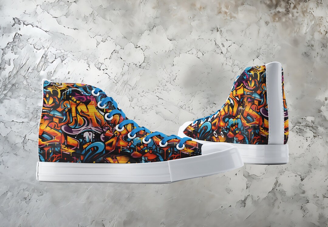 Custom Printed Converse Style Canvas Medium/high Top Trainers Shoes ...