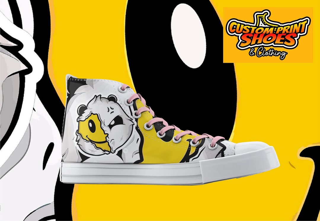 Custom Printed Converse Style Canvas Medium/high Top Trainers Shoes ...