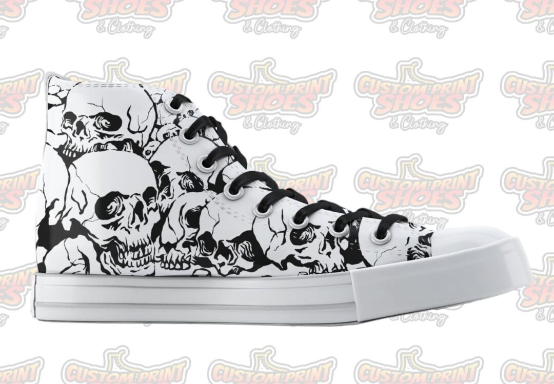 Custom Gothic Skull Canvas High Top Trainers | Art Lover Gift - Etsy