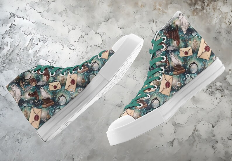 Custom Printed Converse Style Canvas Medium/high Top Trainers Shoes ...